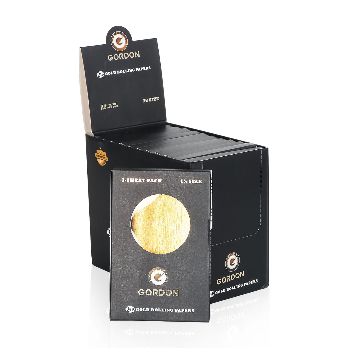 GORDON 24K Gold Rolling Papers, 1 1/4 Size Organic Rolling Paper, 2 PC ...