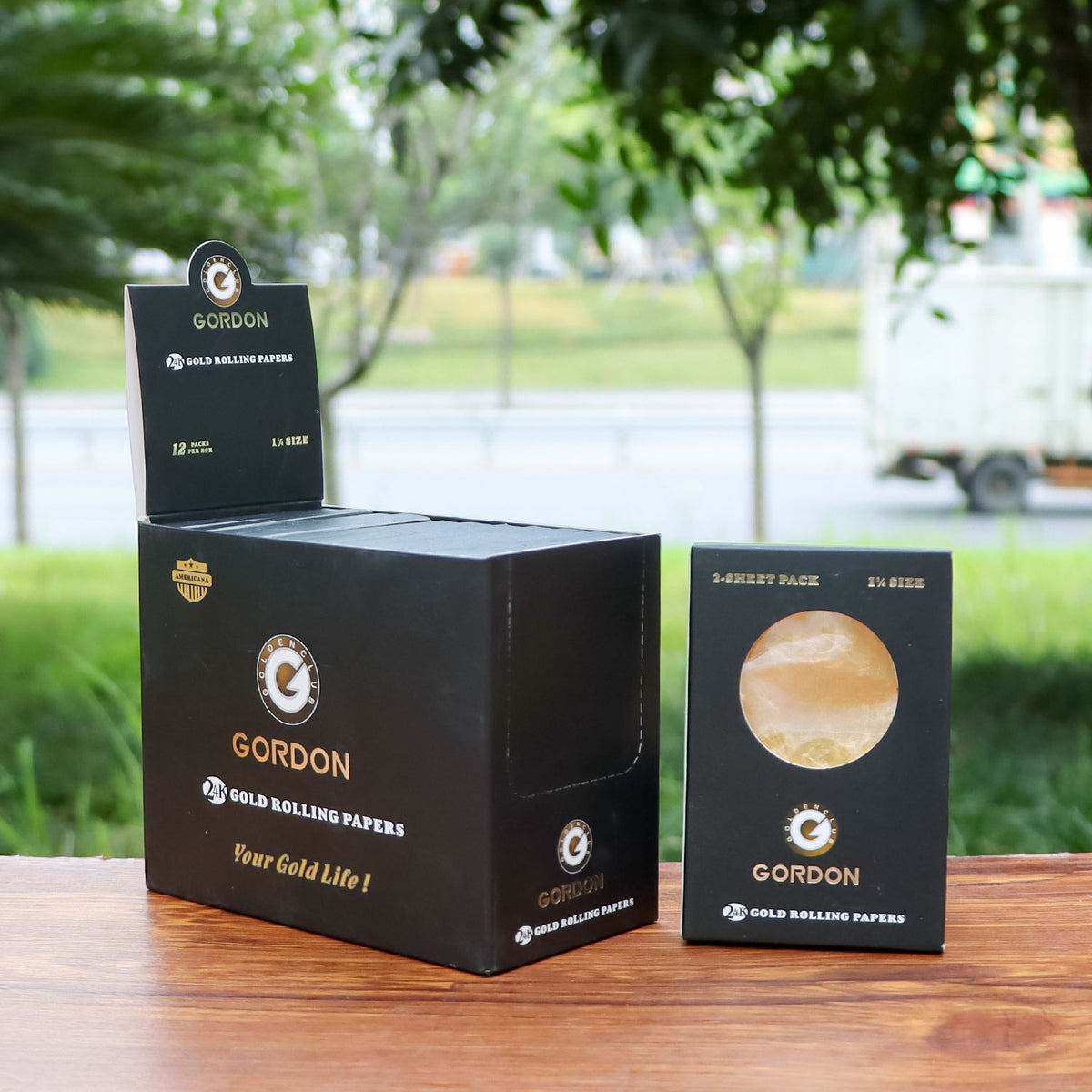 GORDON 24K Gold Rolling Papers, 1 1/4 Size Organic Rolling Paper, 2 PC ...